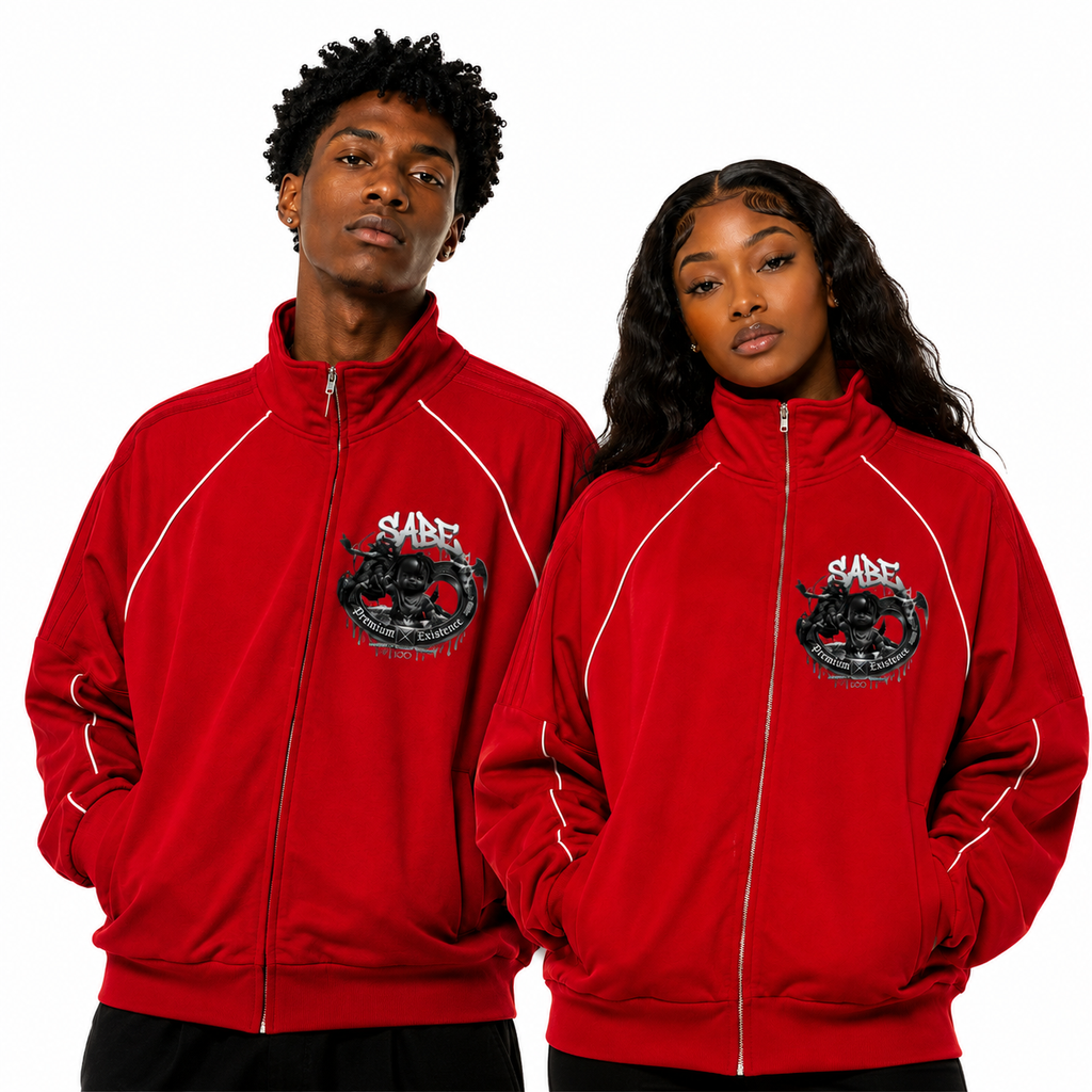 Red Reflection Striped Raglan Sleeve Jacket – Forever Grinding Streetwear